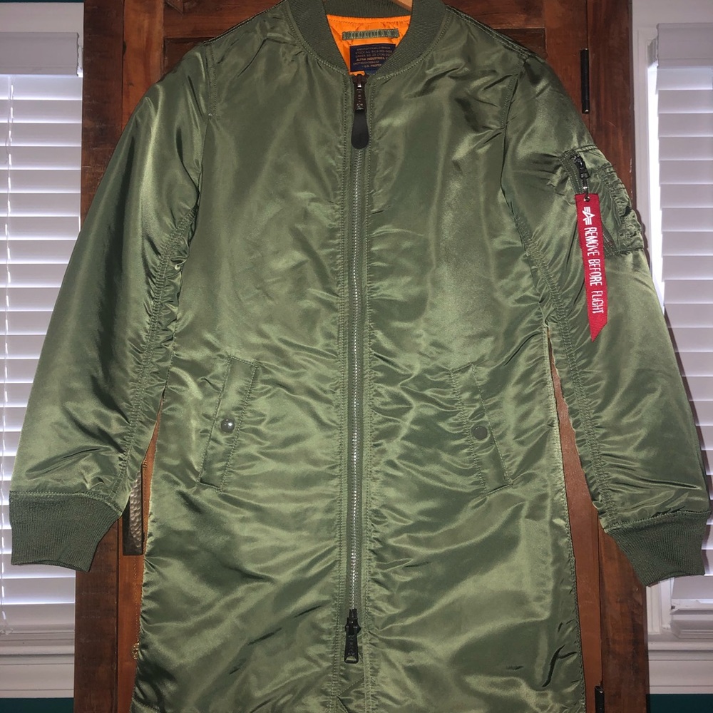 Alpha Industries Olive / Sage Green Ma-1 Long Flight … - Gem